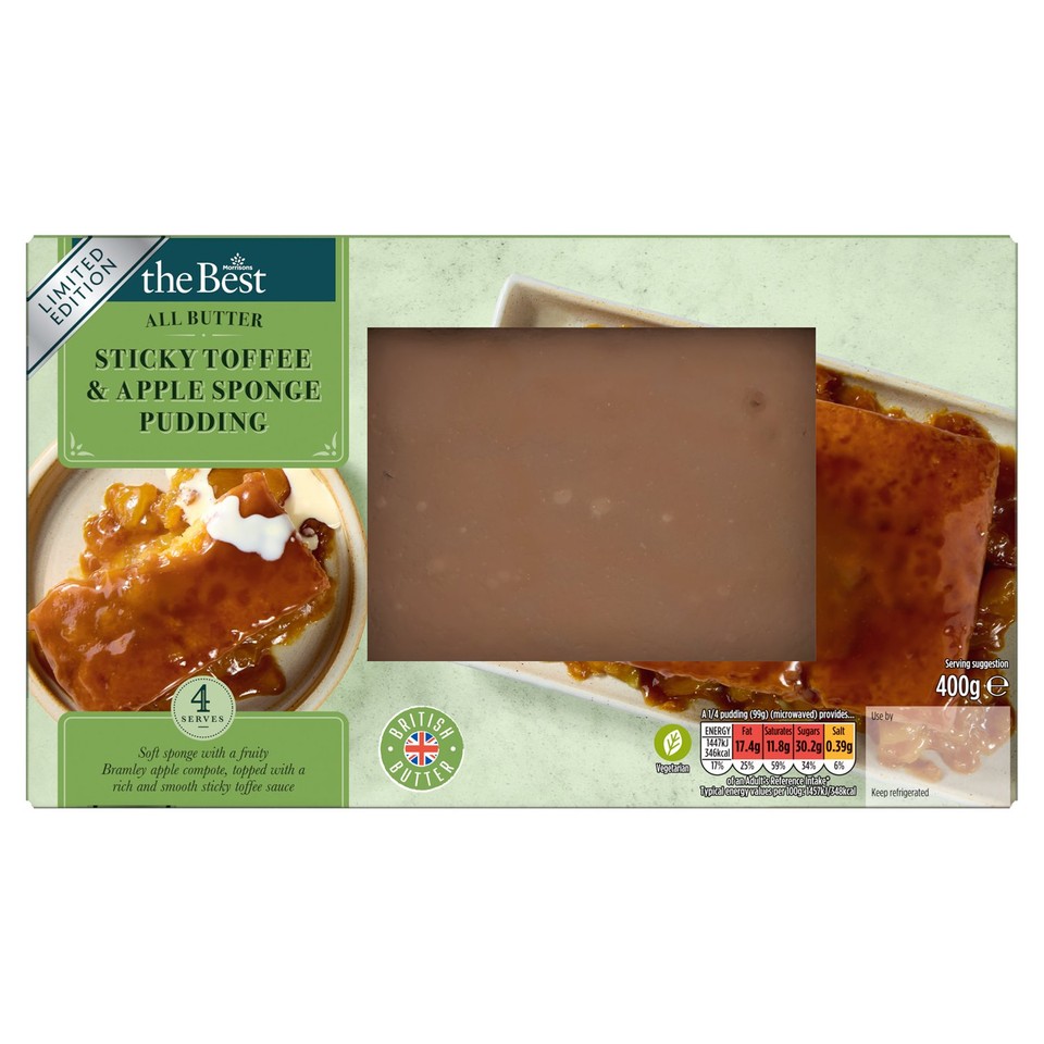 Morrisons The Best All Butter Sticky Toffee & Apple Sponge Pudding 400g ...