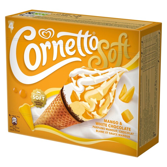 Cornetto Soft Ice Cream Cones Mango & White Chocolate - Morrisons ...