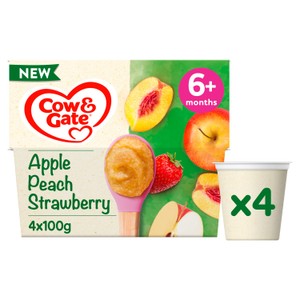 Cow & Gate Apple Peach & Strawberry Baby Food Fruit Pot 6+ Months ...
