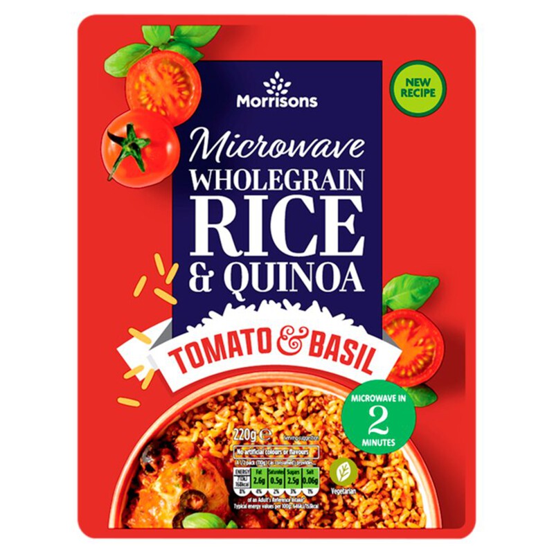 Morrisons Microwave Wholegrain Rice Quinoa Tom/Basil - Morrisons Online ...