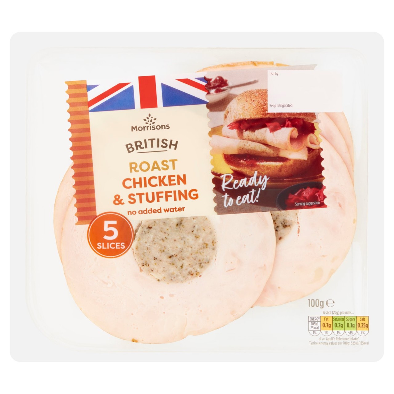 Morrisons 5 British Roast Chicken & Stuffing Slices 100g - Morrisons ...