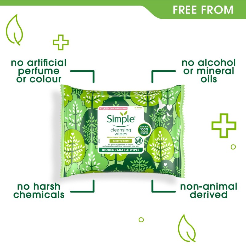 Simple Cleansing Face Wipes Biodegradable - Morrisons Online Groceries ...