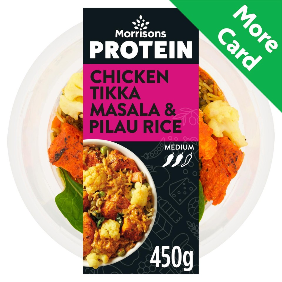 Morrisons Protein Chicken Tikka Masala & Pilau Rice 450g - Morrisons ...