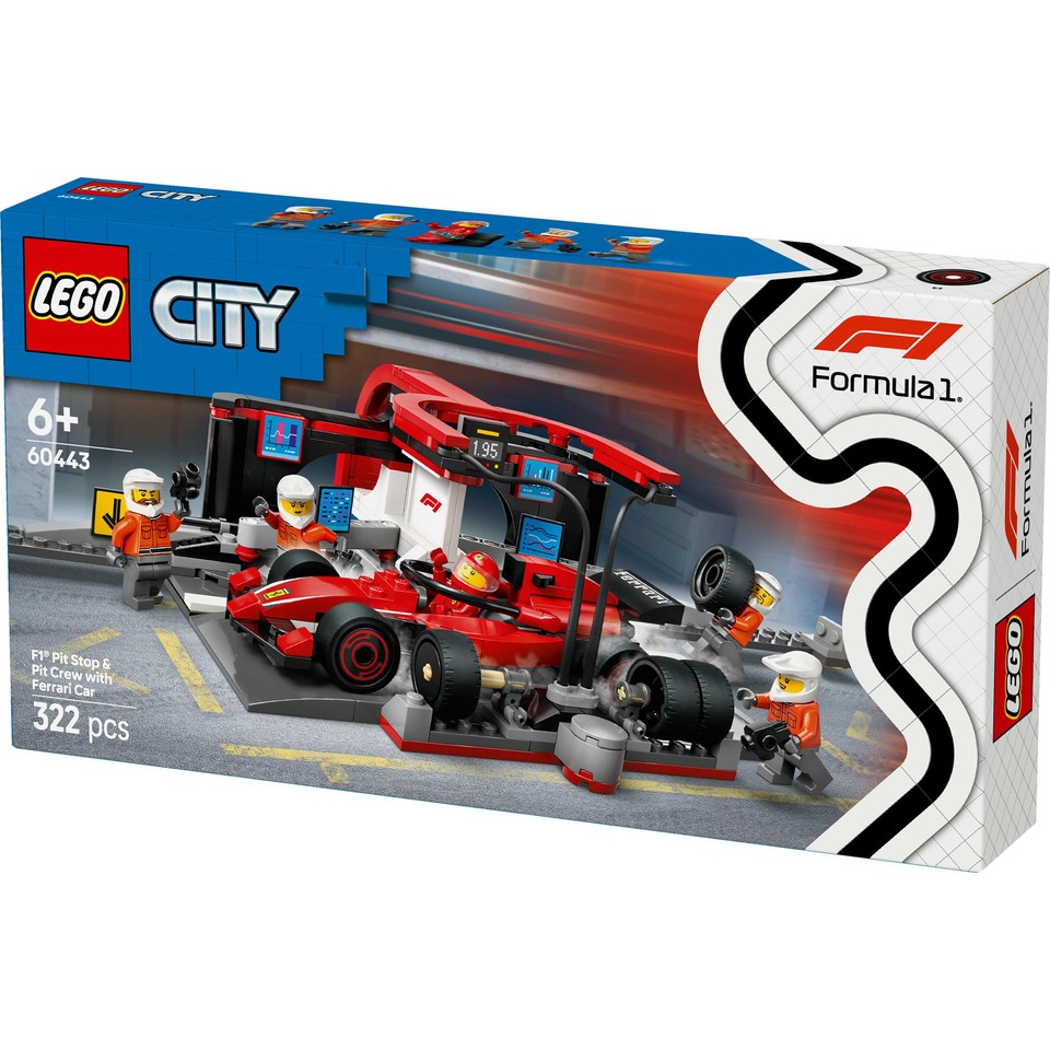 LEGO City F1 Pit Stop and Pit Crew with Ferrari Car 60443 - Morrisons ...