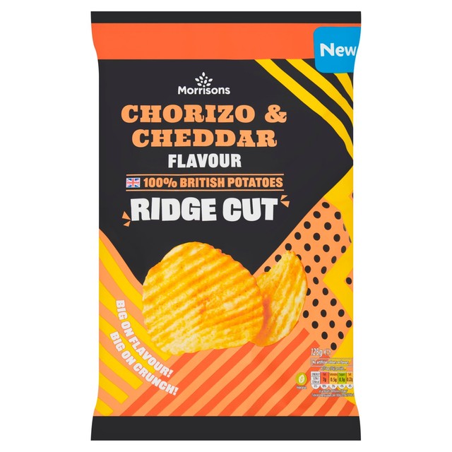 Morrisons Spanish Chorizo & Cheddar Ridge Cut Crisps 125g - Morrisons ...