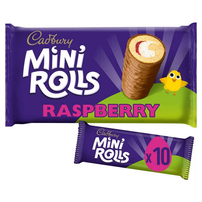 Cadbury Milk Chocolate Raspberry Mini Rolls Cakes 10 Pack - Morrisons ...