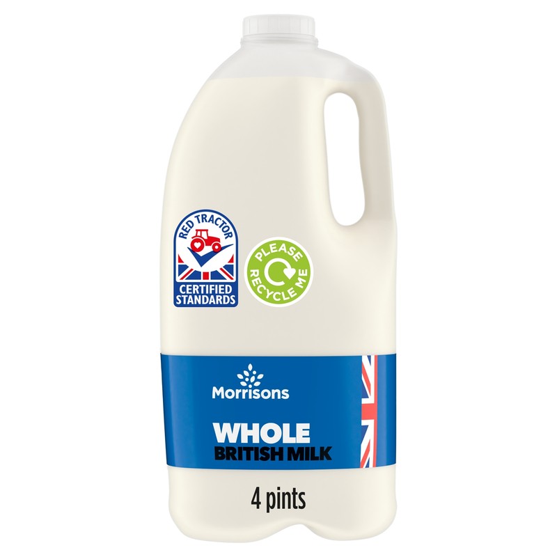 Morrisons British Whole Milk 4 Pint - Morrisons Online Groceries & Offers