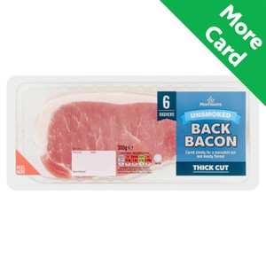Morrisons 6 Pack Unsmoked Back Bacon Rashers 300g - Morrisons Online ...