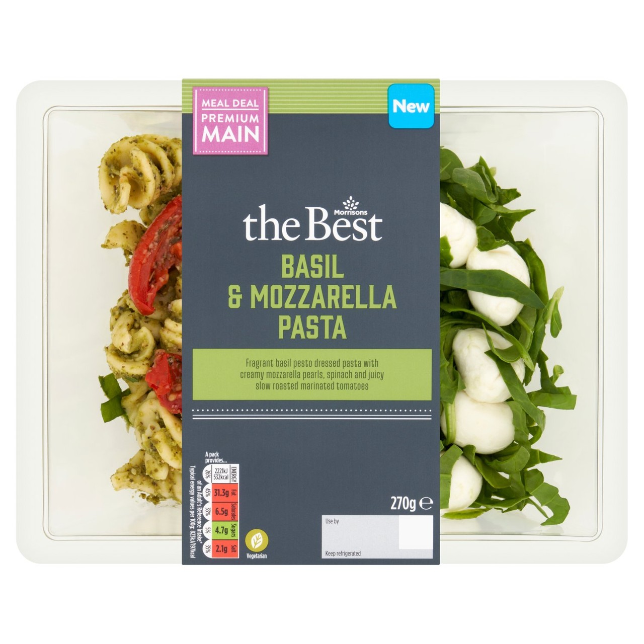 Morrisons The Best Pesto & Mozzarella Pasta Salad 270g - Morrisons ...