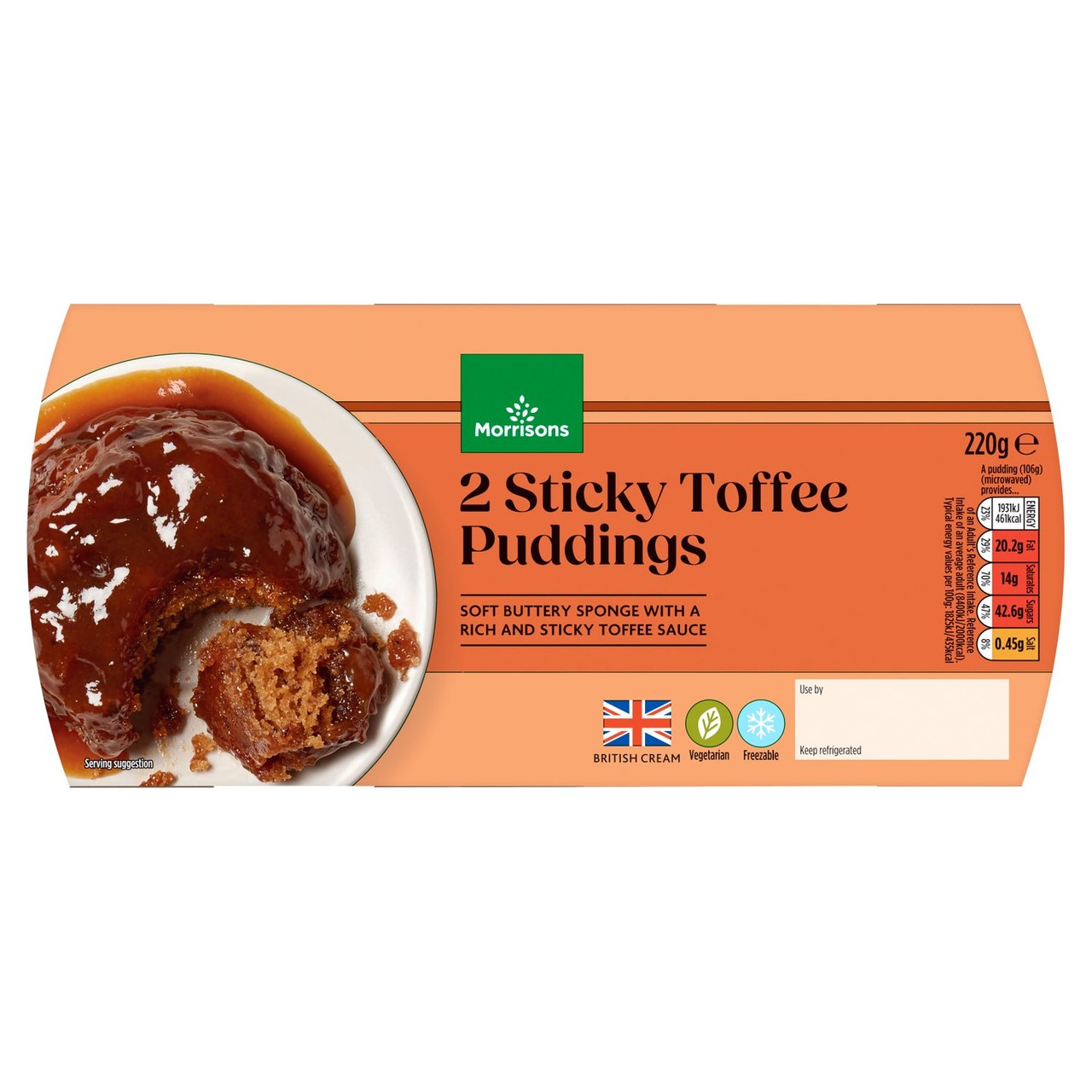 Morrisons 2 Sticky Toffee Puddings 220g - Morrisons Online Groceries ...