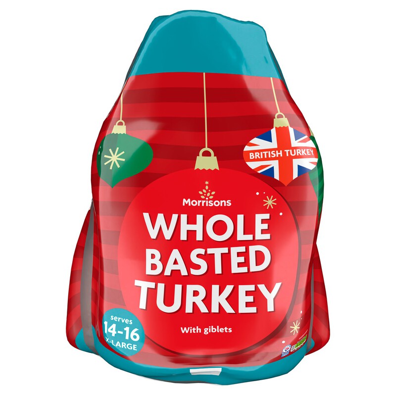 Morrisons Frozen Extra Large Whole Basted Turkey With Giblets 7-8.89kg ...