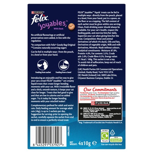 FELIX Joyables Duck Liquid Cat Treat 4x10g - Morrisons Online Groceries ...