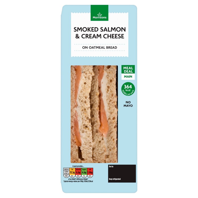 Morrisons Salmon & Cream Cheese Sandwich - Morrisons Online Groceries ...
