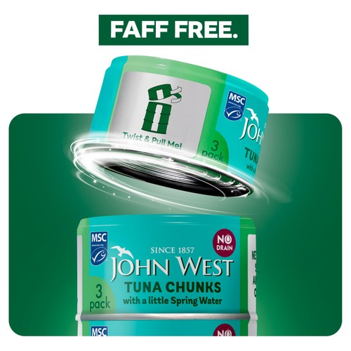 John West No Drain Tuna Chunks with a Little Spring Water MSC 3x100g ...