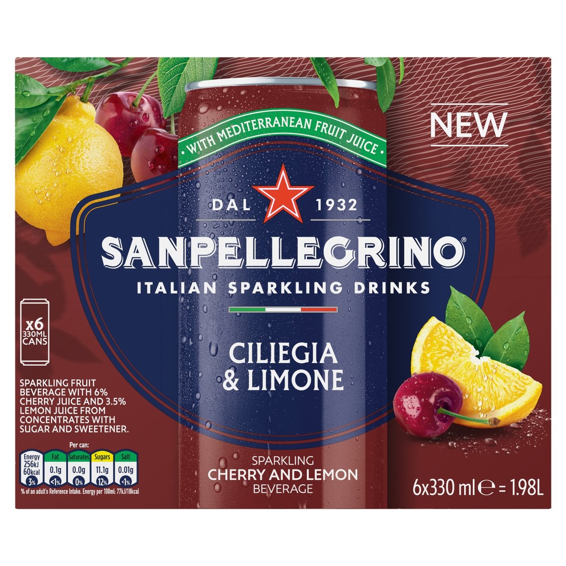 San Pellegrino Cherry & Lemon 6x330ml - Morrisons Online Groceries & Offers