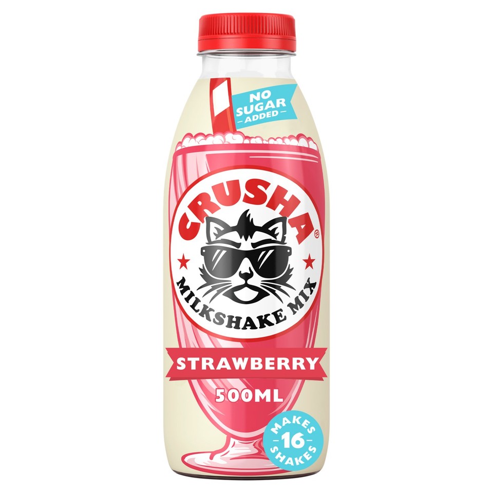 Crusha No Added Sugar Strawberry Flavour Milkshake Mix 500ml ...