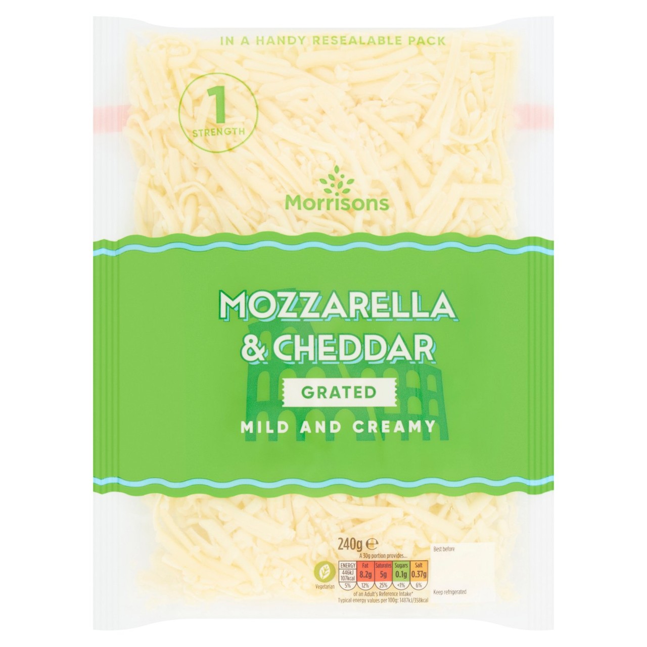 Morrisons Grated Mozzarella & Cheddar Mix 240g - Morrisons Online ...