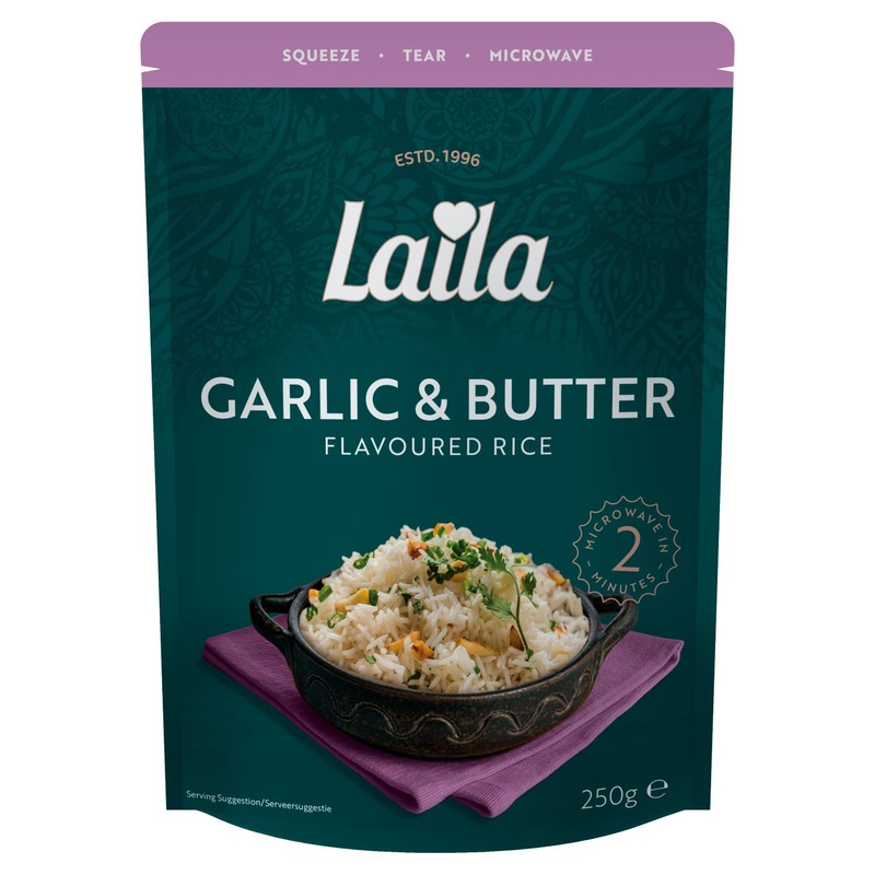 Laila Garlic & Butter Flavoured Rice 250g - Morrisons Online Groceries ...