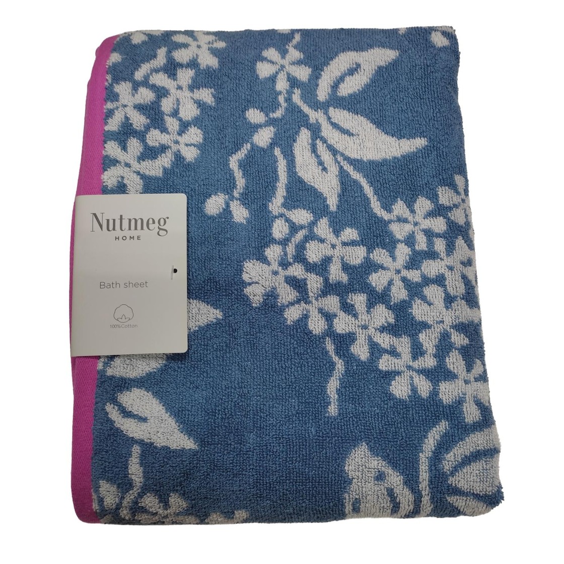 Nutmeg Home Blue Floral Bath Sheet - Morrisons Online Groceries & Offers