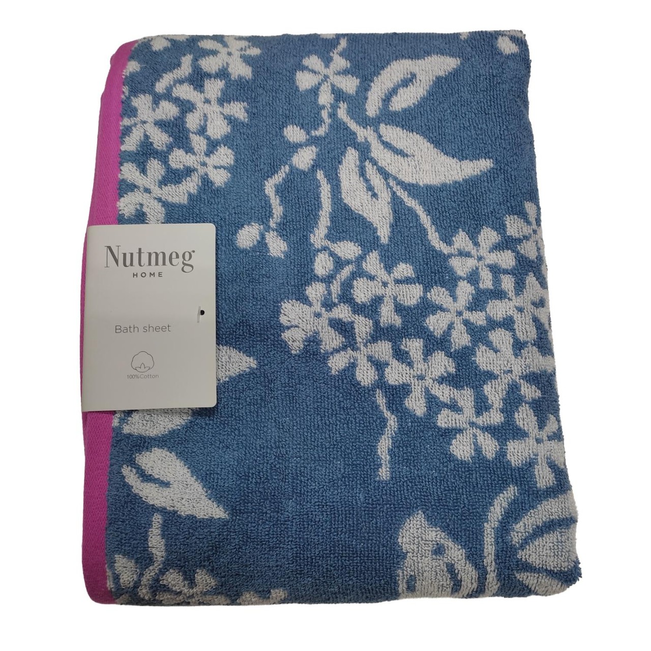 Nutmeg Home Blue Floral Bath Sheet - Morrisons Online Groceries & Offers