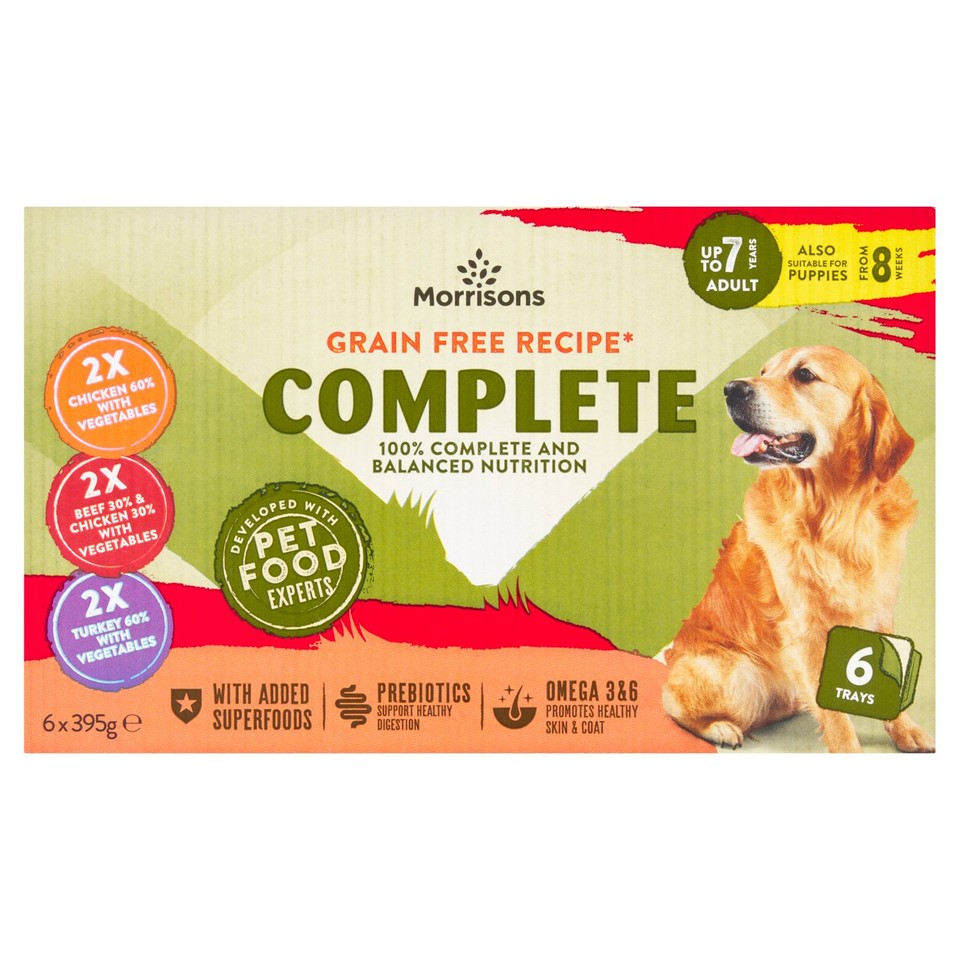 Morrisons Grain Free Meat & Veg Dog Food Trays Variety Pack - Morrisons ...