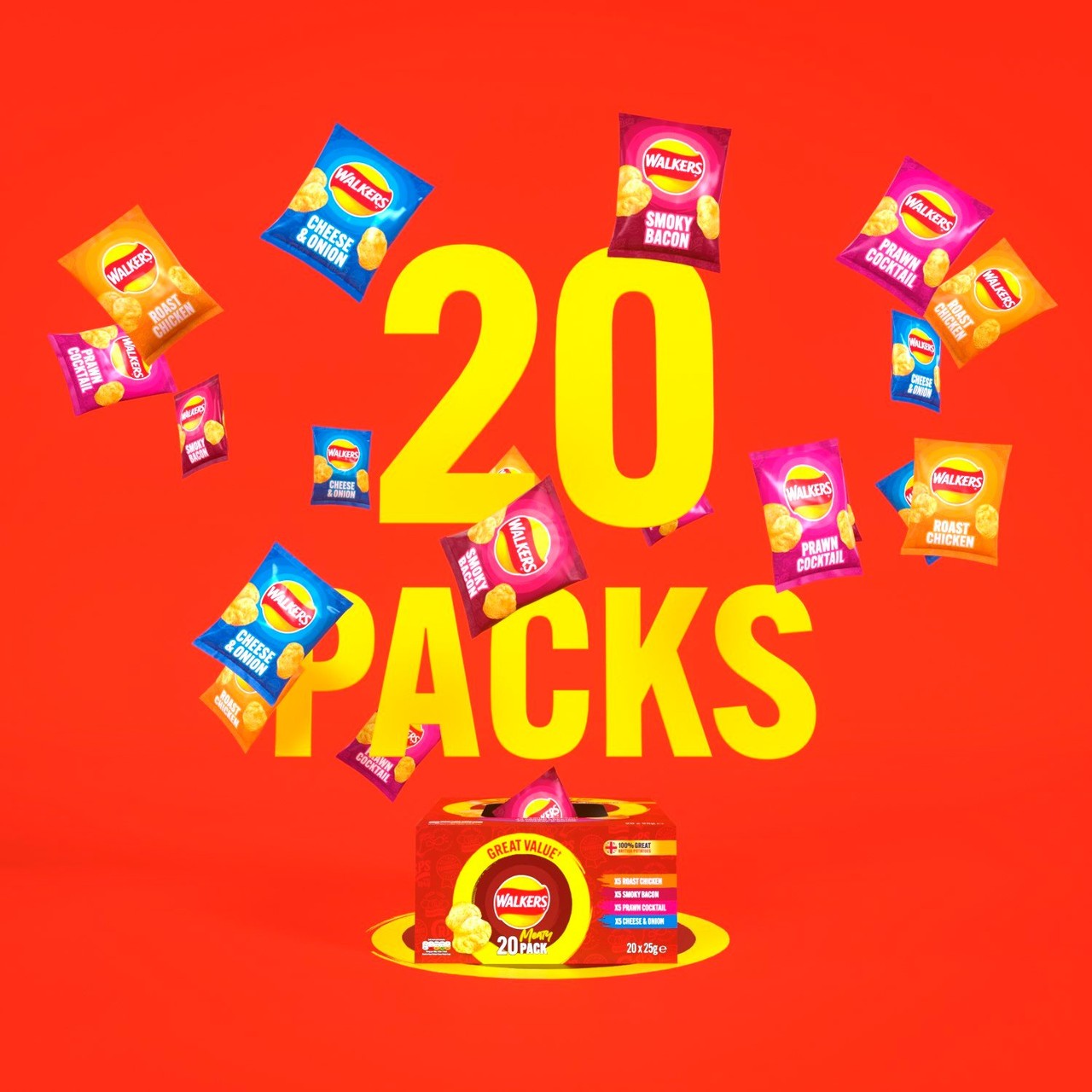 Walkers Meaty Variety Multipack Crisps Box 20 x 25g - Morrisons Online ...