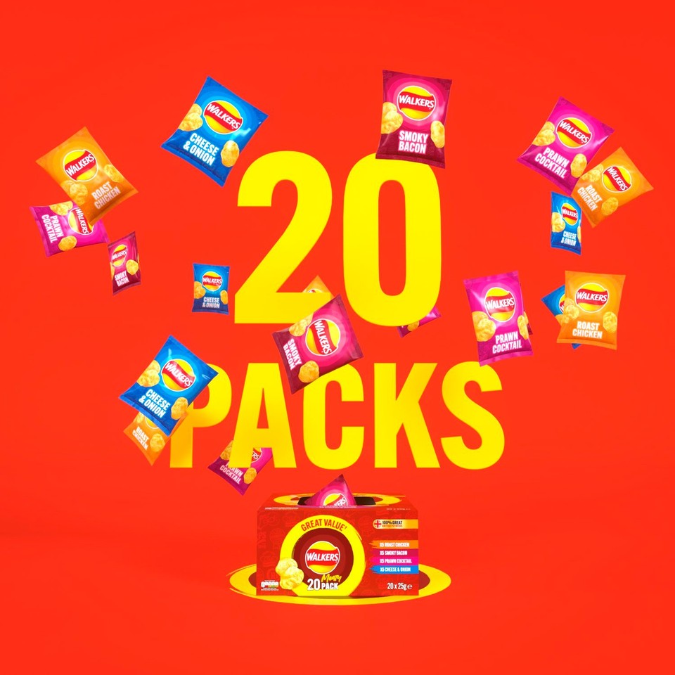 Walkers Meaty Variety Multipack Crisps Box 20 x 25g - Morrisons Online ...