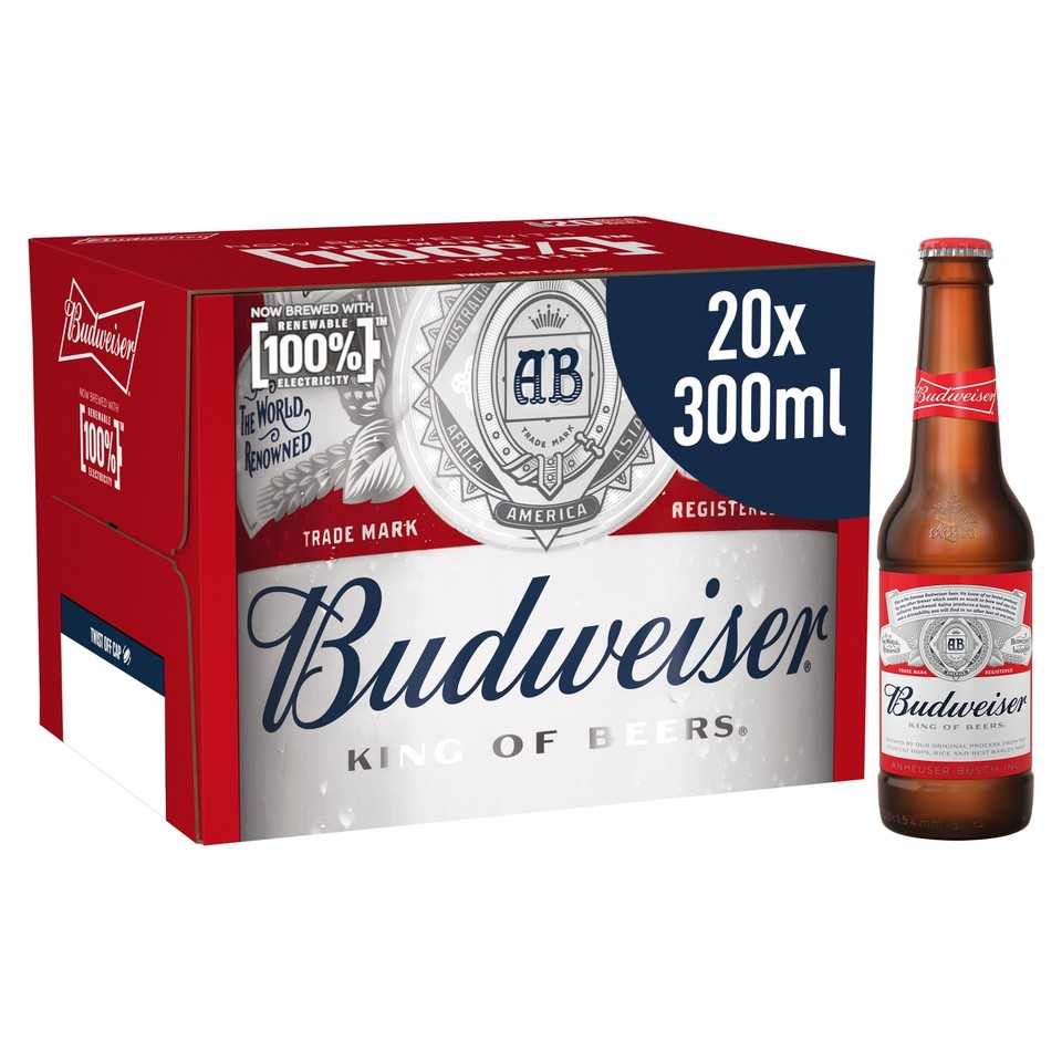 Budweiser Lager Beer Bottles 20 x 300ml - Morrisons Online Groceries ...