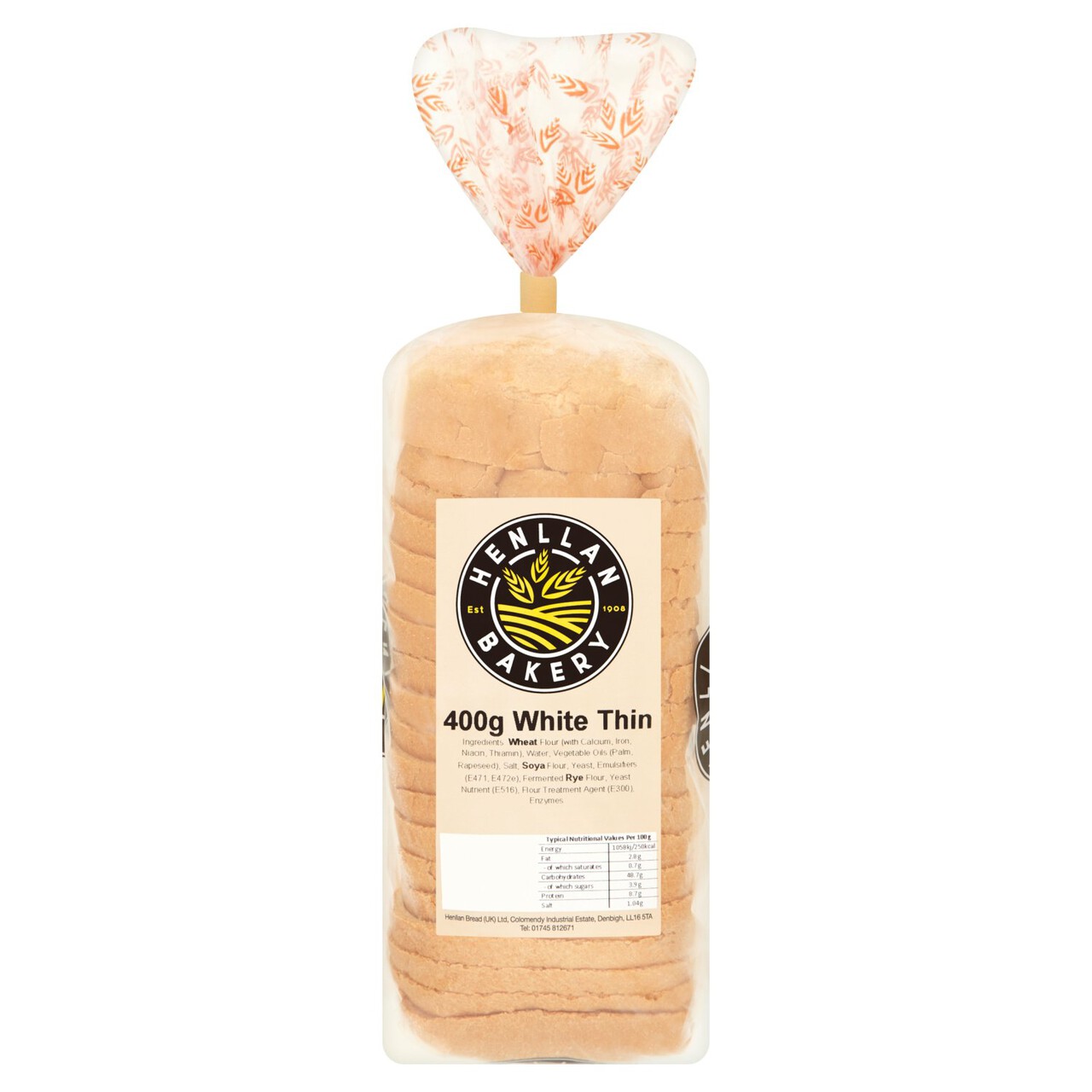 Henllan Bakery White Thin Sliced Bread 400g - Morrisons Online ...