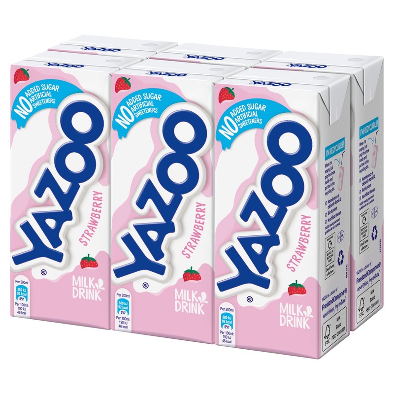 Yazoo No Added Sugar Strawberry Milk Drink 6 x 200ml - Morrisons Online ...