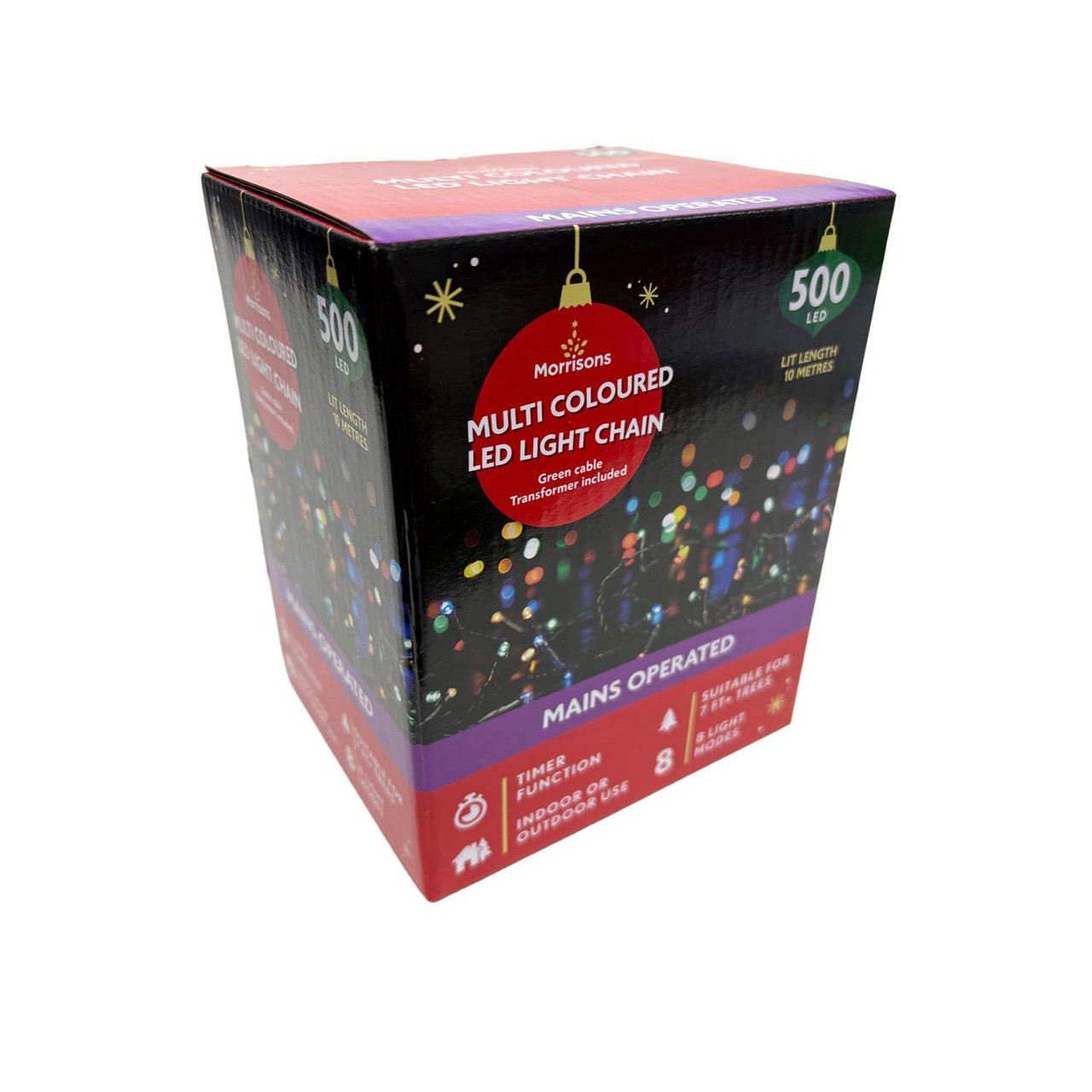 Morrisons 500 Led Mains Operated Lights Multi Colour/ Green Cable ...