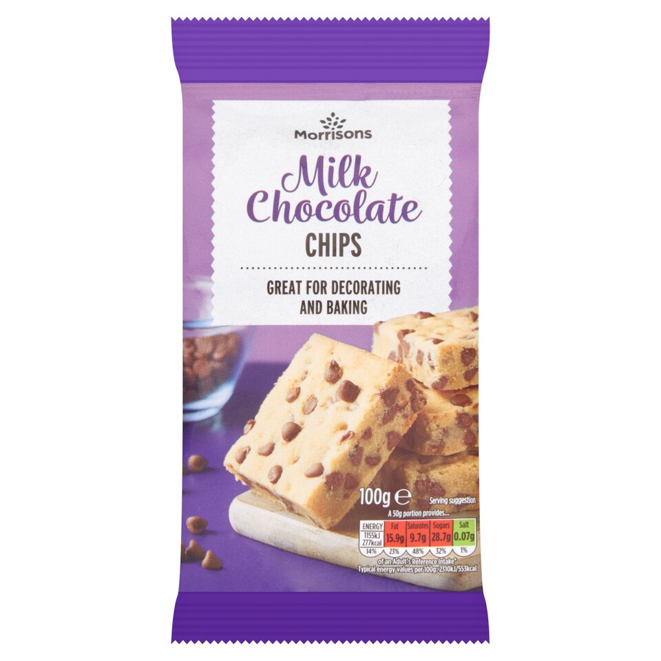 Morrisons Milk Chocolate Chips 100g - Morrisons Online Groceries & Offers