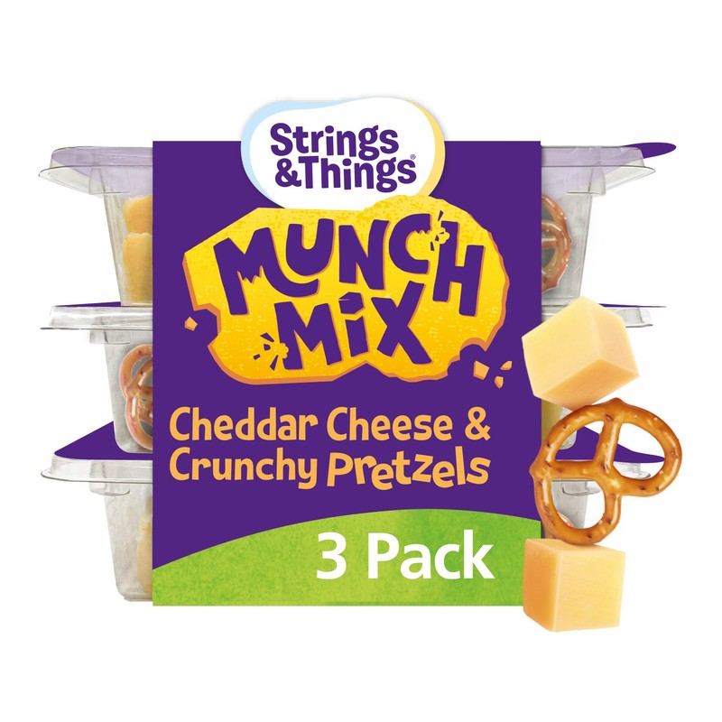 Strings & Things Munch Mix Cheddar Cheese & Crunchy Pretzels 90 g (3 x ...