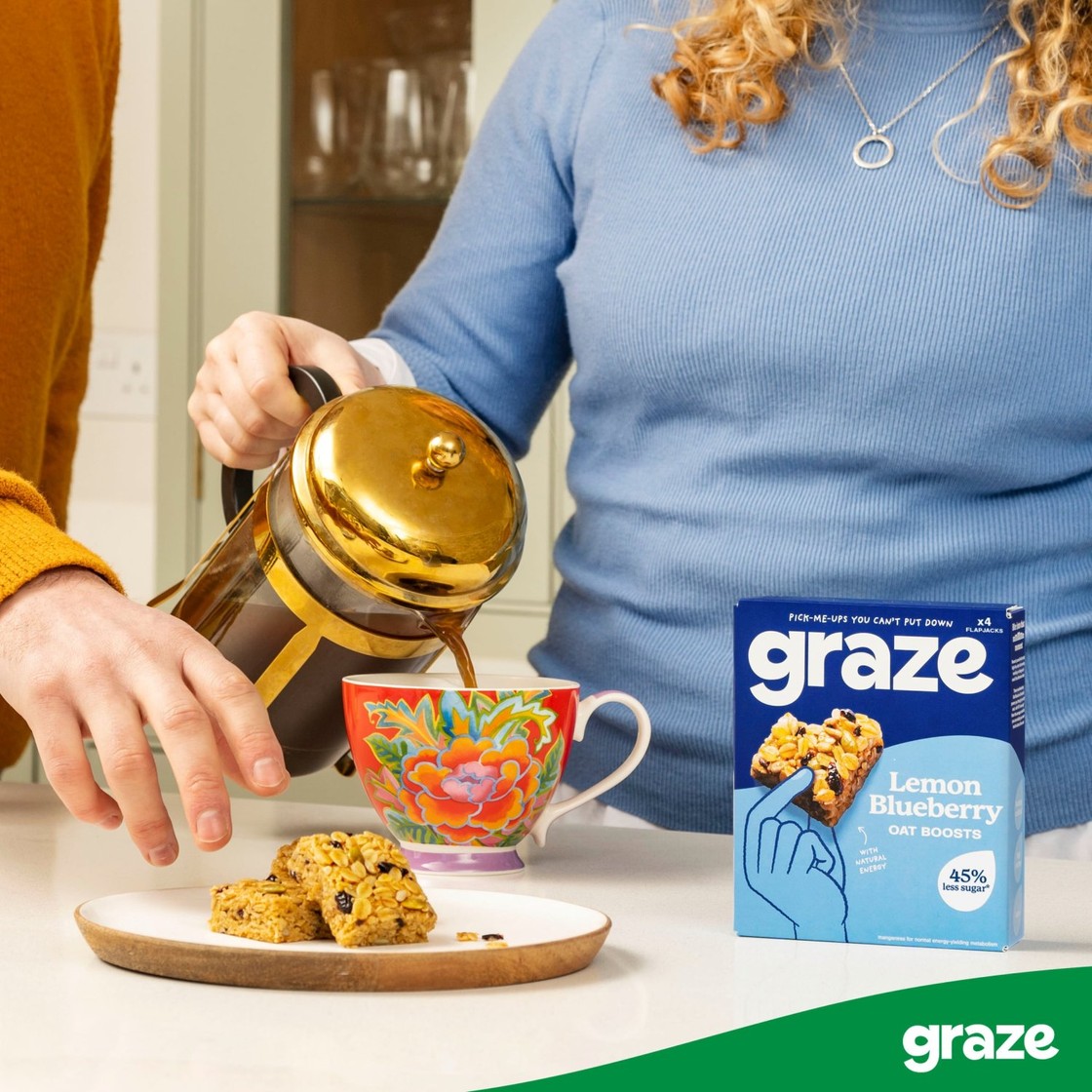 Graze Lemon & Blueberry Oat Boost Flapjack Superfood Snack Bars 4 x 30g ...
