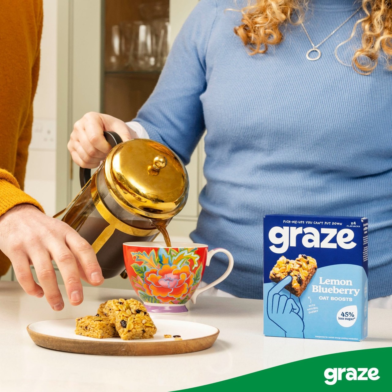 Graze Lemon & Blueberry Oat Boost Flapjack Superfood Snack Bars 4 x 30g ...