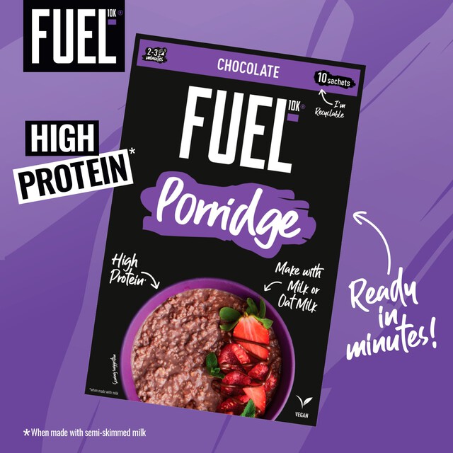 FUEL 10K Chocolate Protein Porridge Sachets Oat Cereal Sachets ...