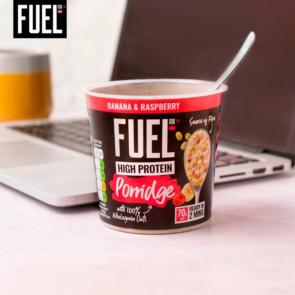 FUEL10K High Protein Banana & Raspberry Porridge Oat Cereal Pot 70g ...