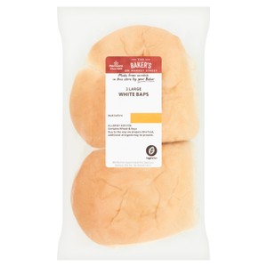 Market Street Large White Baps - Morrisons Online Groceries & Offers