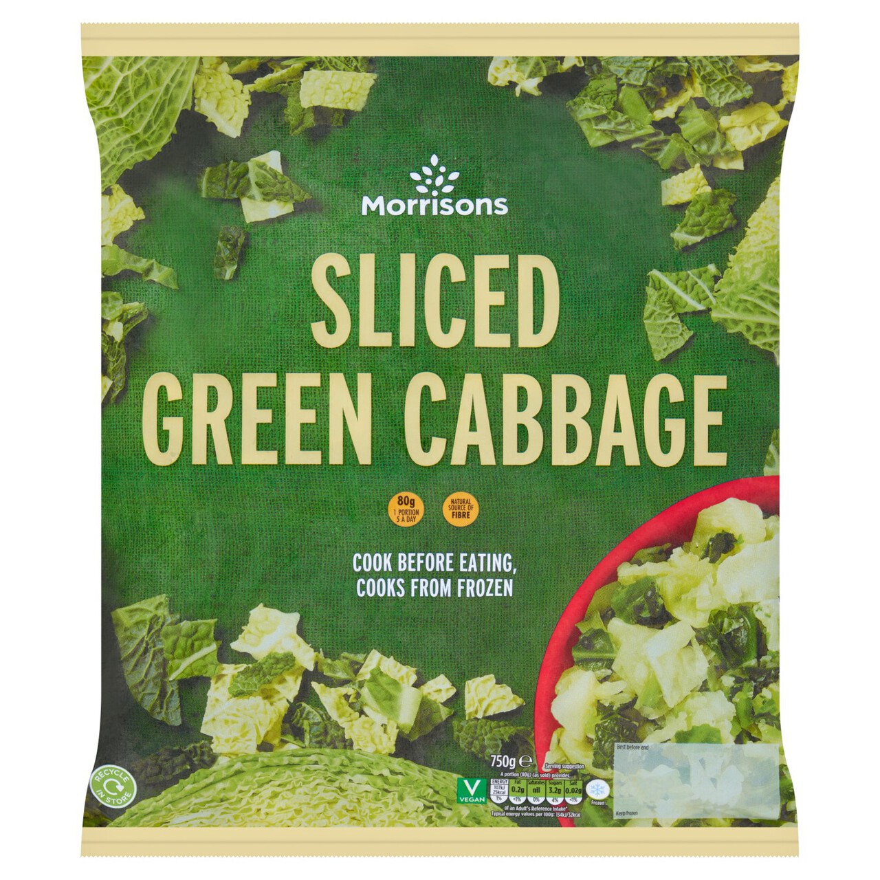 Morrisons Sliced Green Cabbage - Morrisons Online Groceries & Offers