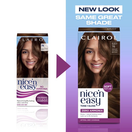 Clairol Nice'N Easy Tone Gloss Semi Permanent 537/78 Med Golden Brown ...