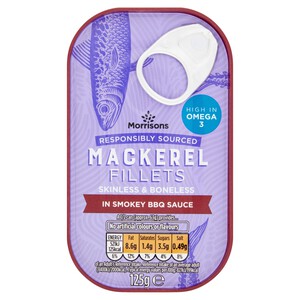 Morrisons Mackerel Fillets In Smokey BBQ Sauce (125g) - Morrisons ...
