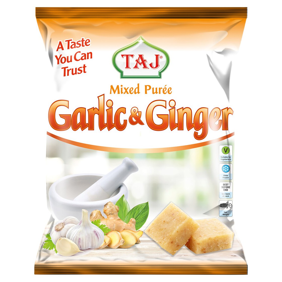 Taj Mixed Puree Garlic & Ginger 400g - Morrisons Online Groceries & Offers