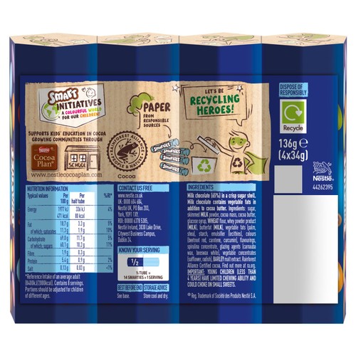 Smarties Tube 4 Pack - Morrisons Online Groceries & Offers