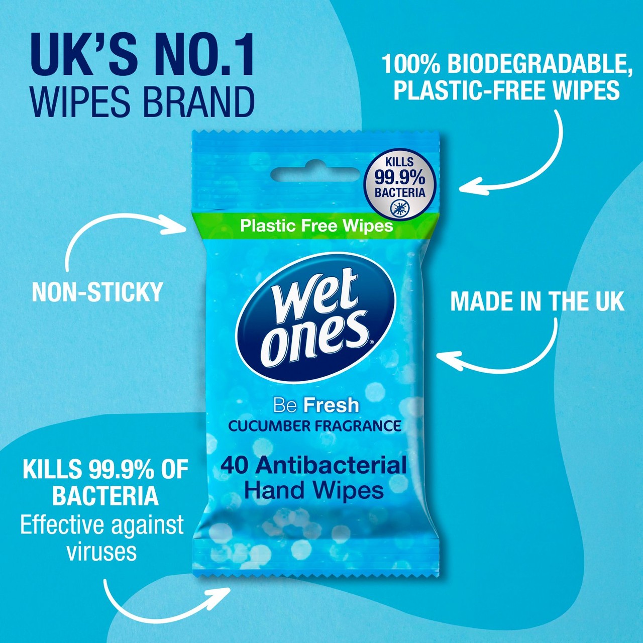 Wet Ones Be Fresh 40 Refreshing Cucumber Fragrance Antibacterial Hand ...