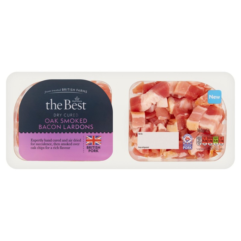 Morrisons The Best Dry Cured Air Dried Oak Smoked Bacon Lardons 160g ...