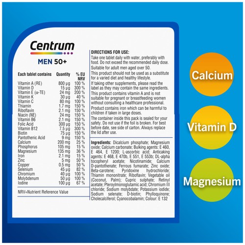 Centrum Men 50+ Multivitamins & Vitamin Tablets, 30s - Morrisons Online ...