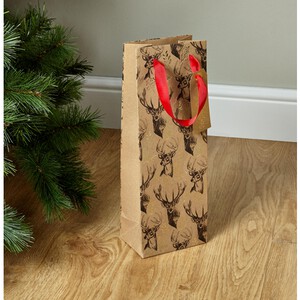 Morrisons Christmas Bottle Gift Bag Stag On Kraft - Morrisons Online ...