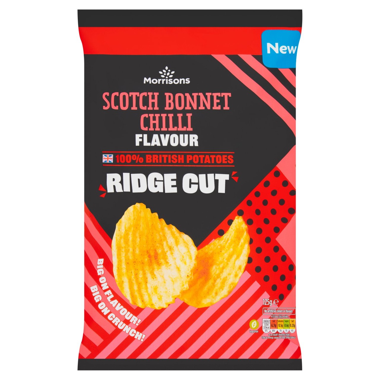 Morrisons Scotch Bonnet Chilli Flavour Ridge Cut Crisps 125g ...