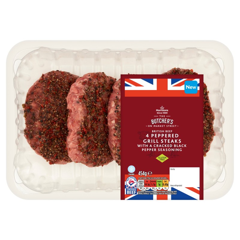 Morrisons Market Street 4 Peppered Beef Grill Steaks - Morrisons Online ...