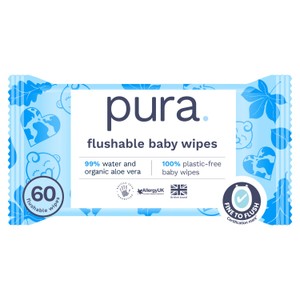 Pura Plastic Free Flushable Baby Wipes - Morrisons Online Groceries ...